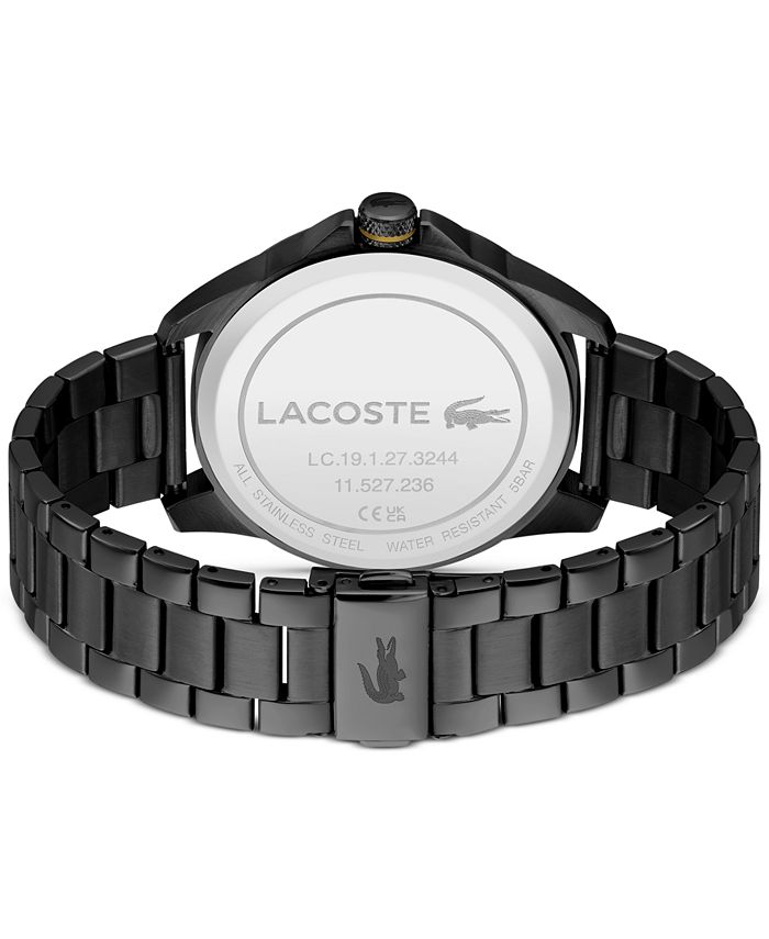 Lacoste Men's Le Croc Black-Tone Stainless Steel Bracelet Watch 42mm ...