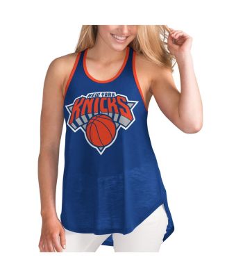 Women's Blue New York Knicks Showdown Scoop-Neck Racerback Tank Top ...