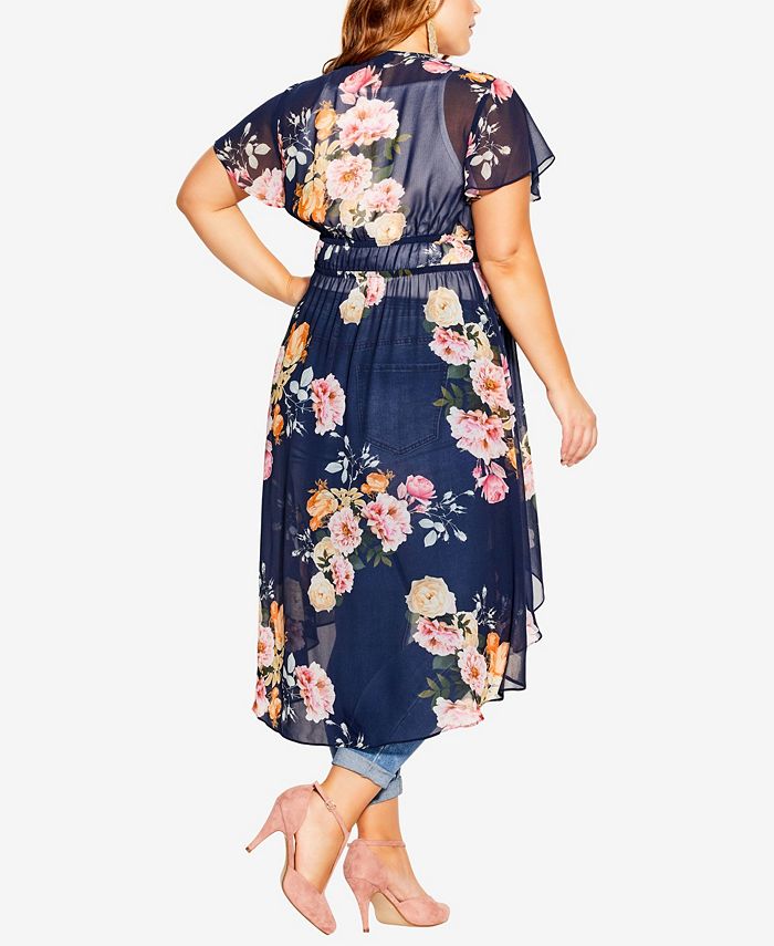 City Chic Trendy Plus Size Florence High Low Duster & Reviews - Tops ...