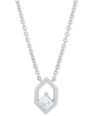 Diamond Princess-Cut Hexagon 18" Pendant Necklace (1/5 ct. t.w.) in 14k ...