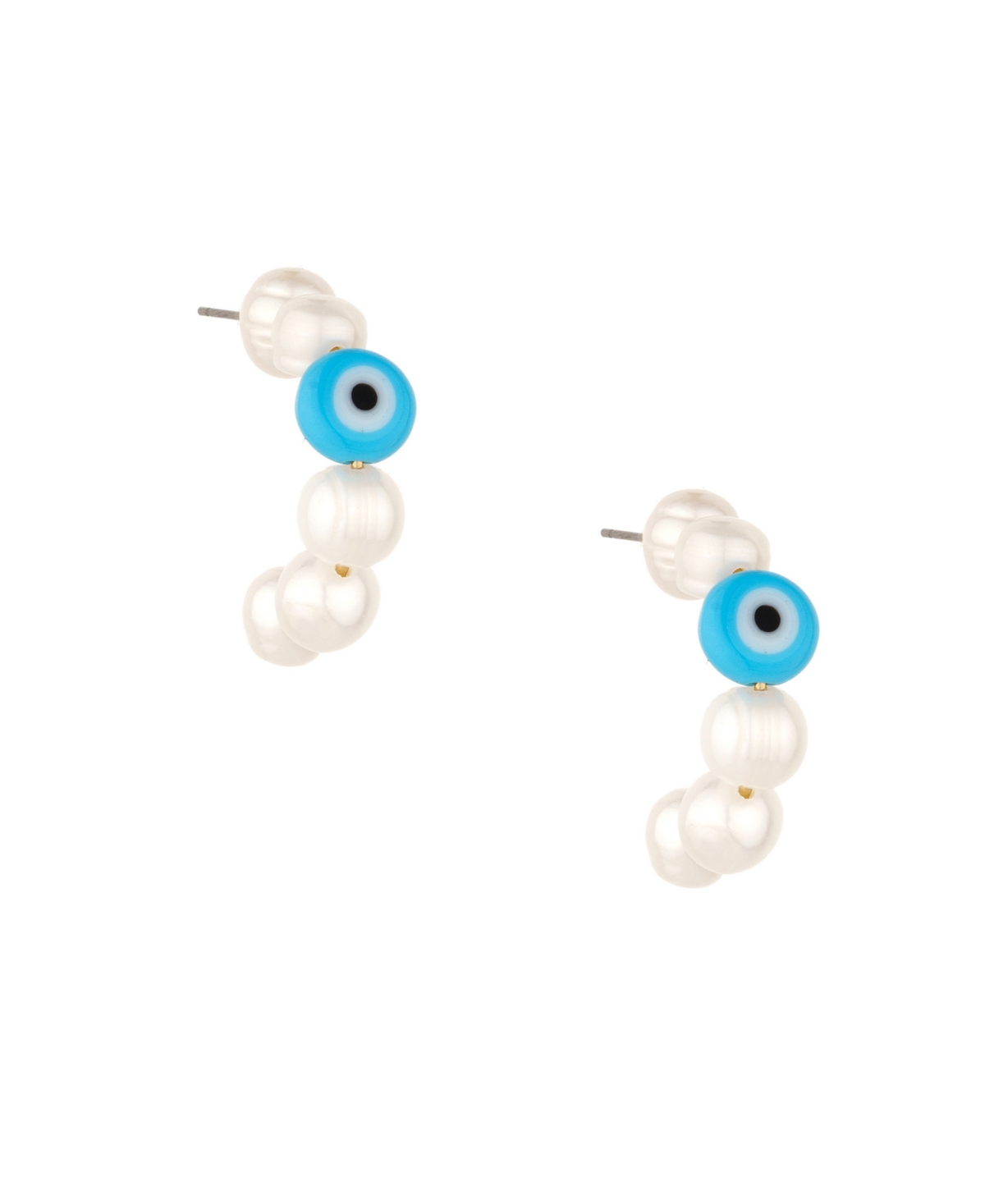 Click here for Ettika Imitation Pearl and Evil Eye Beaded Hoops -... prices