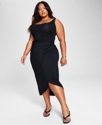And Now This Trendy Plus Size Side-Tie Midi Dress - Macy's