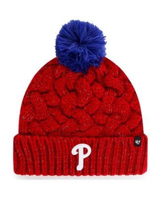 Women's '47 Red Philadelphia Phillies Knit Cuffed Hat with Pom - Macy's