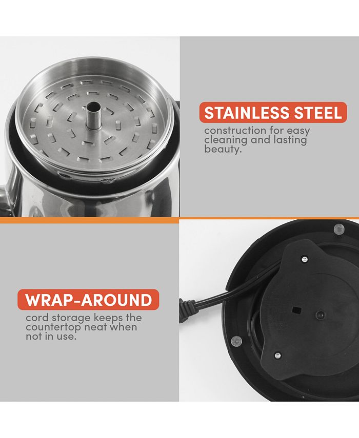 Elite Gourmet Stainless Steel 12-Cup Automatic Coffee & Tea Percolator ...