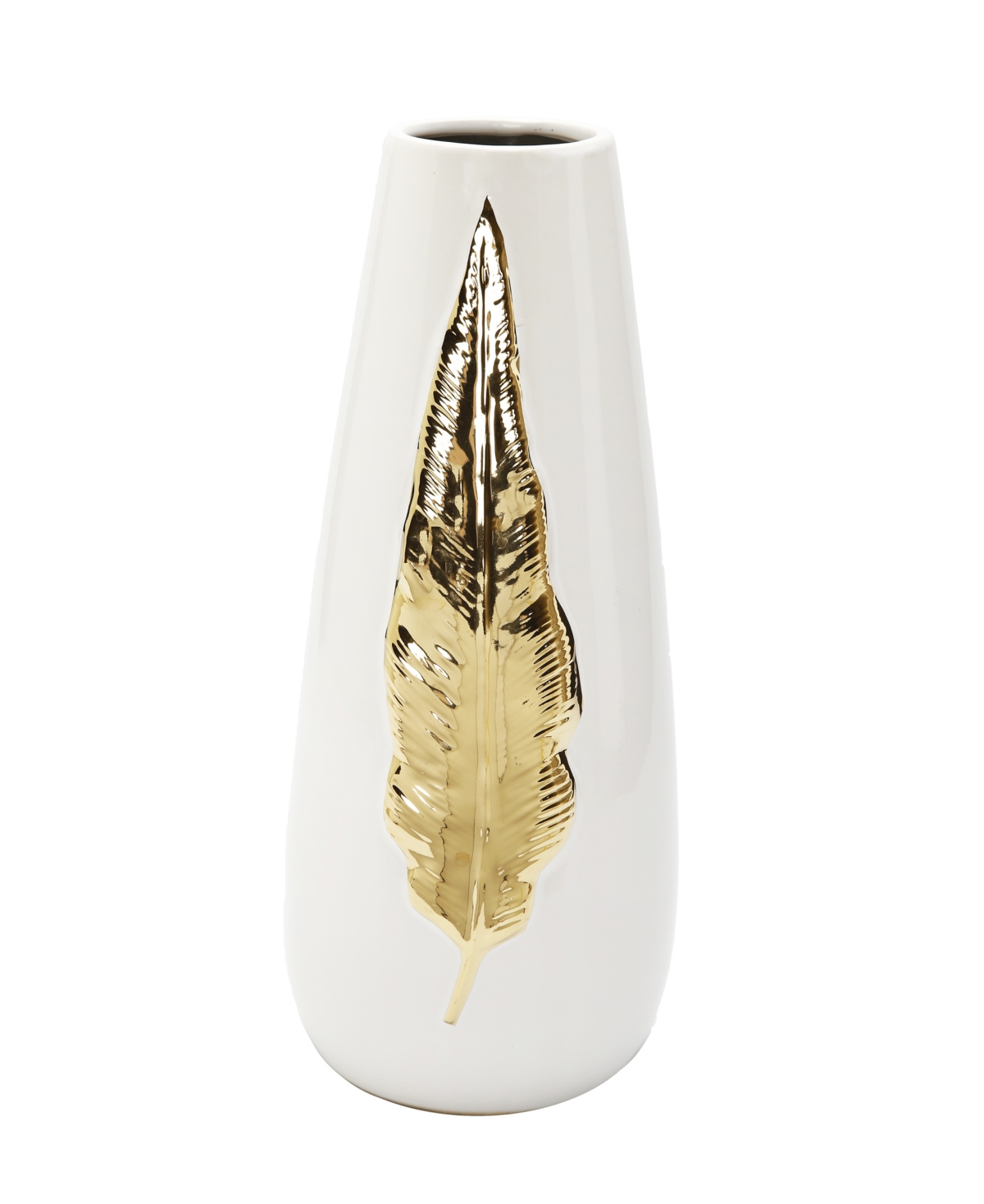 Click here for Tall Leaf Design Vase  12 H - White  Gold-Tone prices