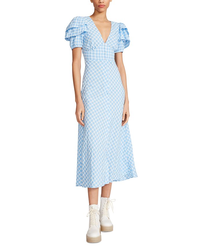 Betsey Johnson Yarn-Dye Gingham Snap-Front Dress - Macy's