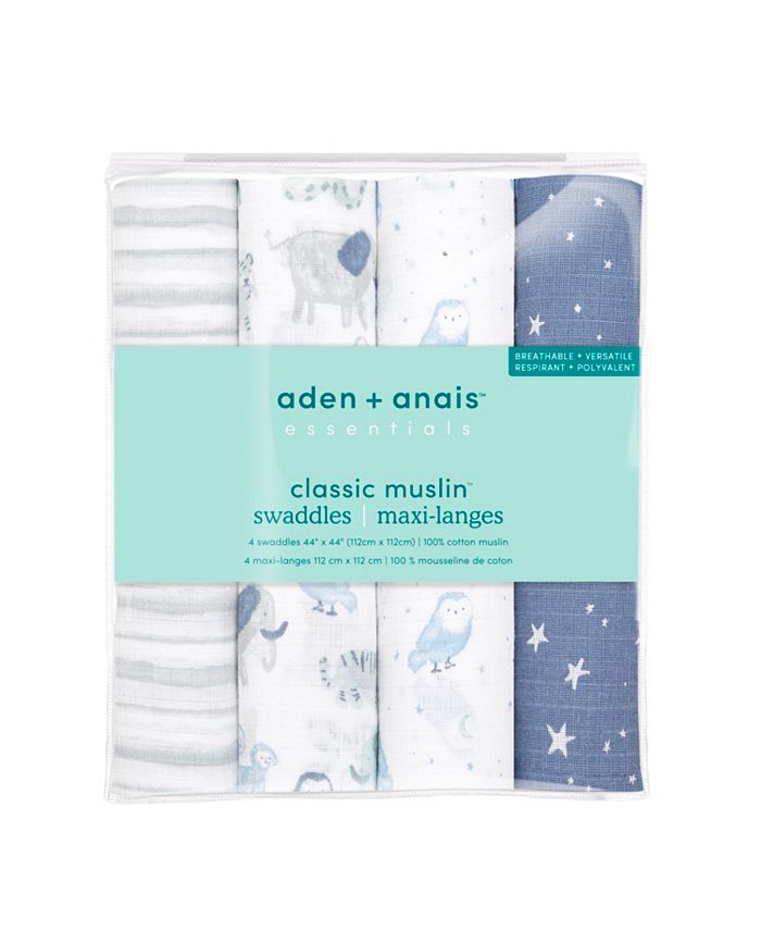 aden by aden + anais Baby Boys Printed Swaddle Blankets, Pack of 4 - Macy's
