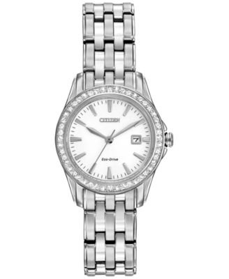 Citizen Women's Silhouette Crystal Eco-Drive Stainless Steel Bracelet Watch 28mm EW1901-58A - Macy's
