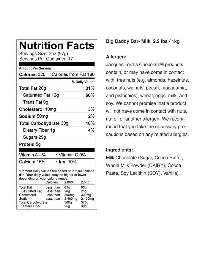 Jacques Torres Milk Chocolate Big Daddy Bar - Macy's