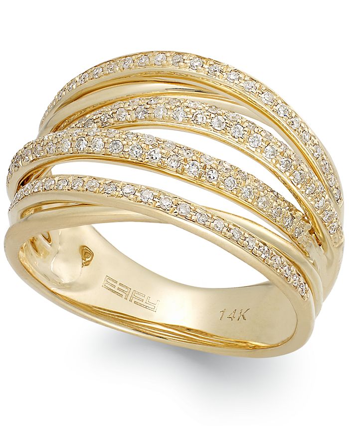 EFFY Collection D'ORO by EFFY® Diamond Crossover Ring in 14k Gold (1/2 ...