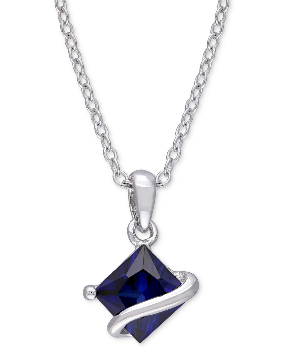 Click here for Lab-Grown Blue Sapphire Square 18 Pendant Necklace... prices