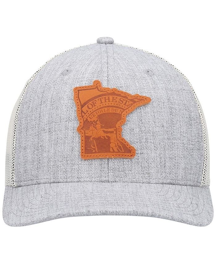 Local Crowns Men's Heather Gray Minnesota Leather State Patch Trucker ...