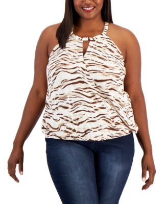 INC International Concepts Plus Size Printed Surplice Halter Top ...