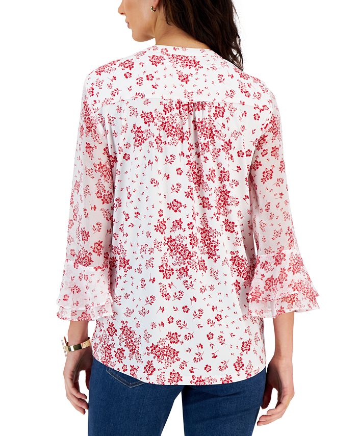 Charter Club Petite Printed Ruffled Blouse, Created for Macy's ... Charter Club Petite Printed Ruffled Blouse, Created for Macy's ...