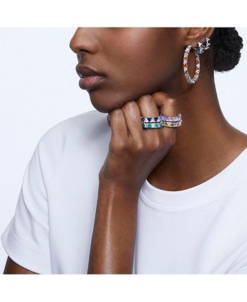Swarovski Ortyx Cocktail Triangle Cut Rhodium Plated Ring - Macy's