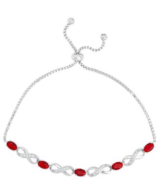 Women's Fine Silver Plated Simulated Ruby Cubic Zirconia Infinity ...