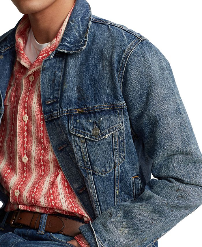 Polo Ralph Lauren Men's Paint-Splatter Denim Trucker Jacket - Macy's