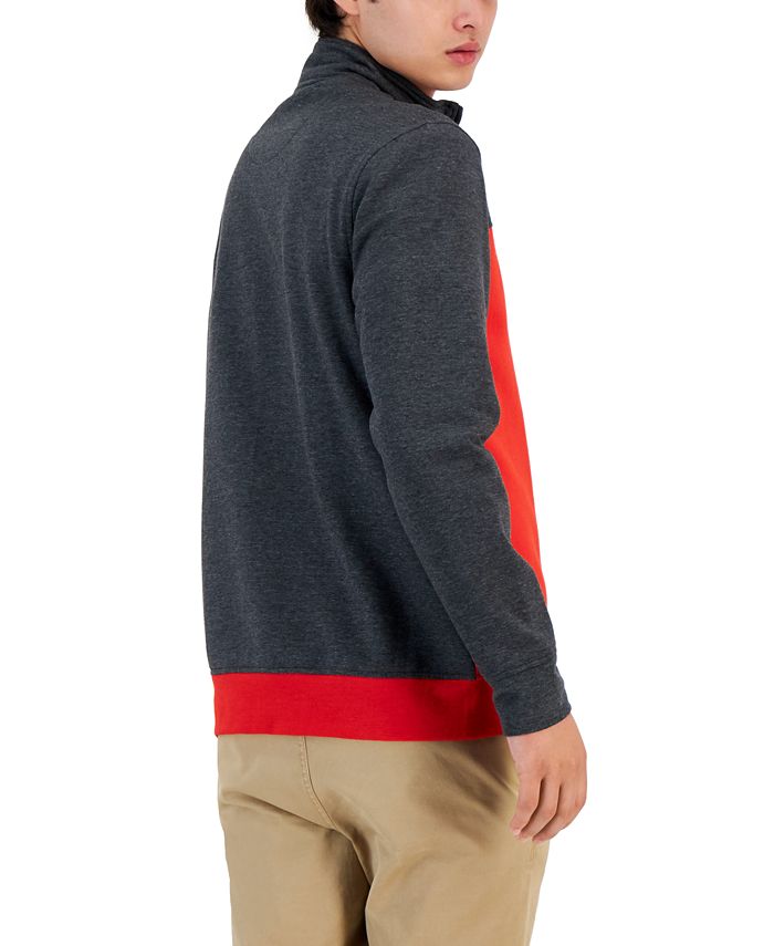 Club Room Men's Colorblocked Quarter-Zip Fleece Sweater, Created for ...