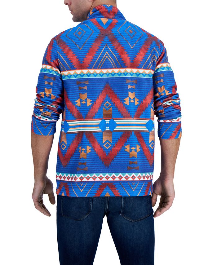 Club Room Men's Geometric-Print Fleece Sweater, Created for Macy's - Macy's