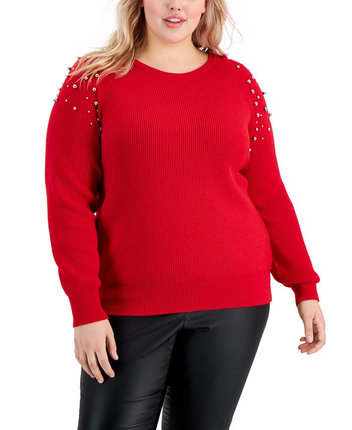 INC International Concepts Plus Size Embellished Sweater, Created for ...