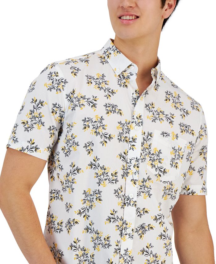 Club Room Men's Ditzy Trip Poplin Short-Sleeve Button-Down Shirt ...