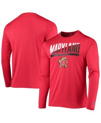 Men's Champion Red Maryland Terrapins Wordmark Slash Long Sleeve T ...