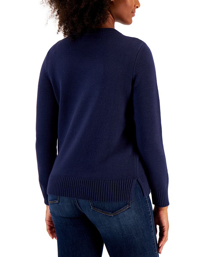 Charter Club Petite Fox-Print Sweater, Created for Macy's - Macy's