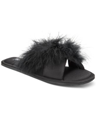 INC International Concepts Women's Satin Marabou Slide Slippers ...