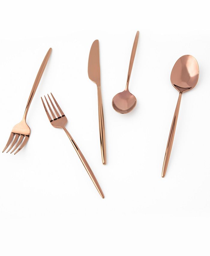 Cambridge Silversmiths Gaze Copper Mirror 20-Piece Flatware Set ...