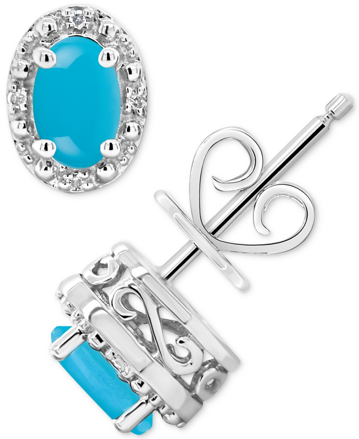 Click here for Onyx & Diamond Accent Oval Stud Earrings in Sterli... prices