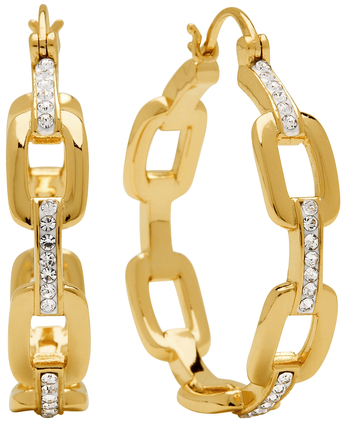 Click here for Womens Crystal Link Hoop Earring - Gold Plated prices