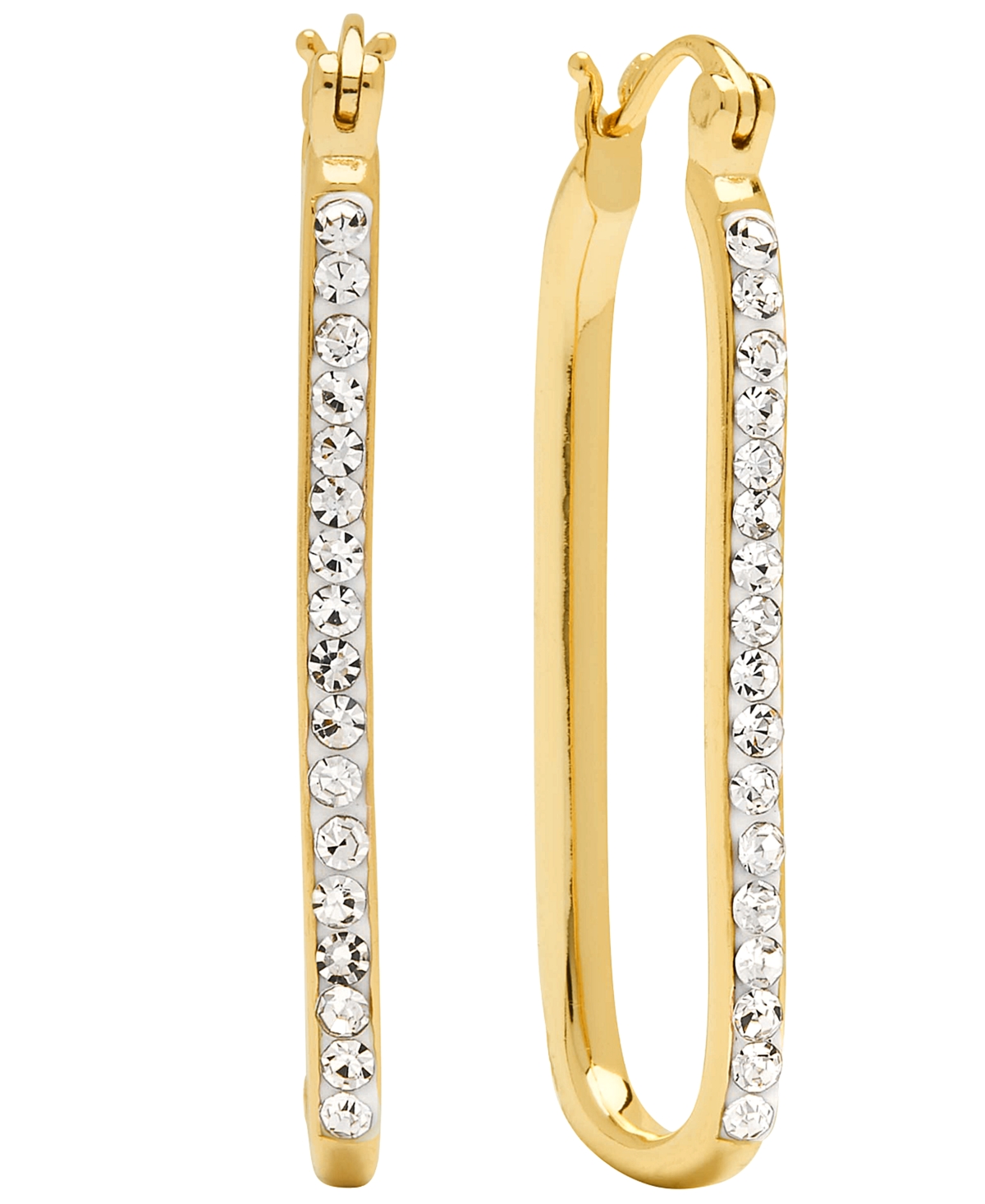 Click here for Womens Crystal Oblong Hoop Earring - Gold Plated prices