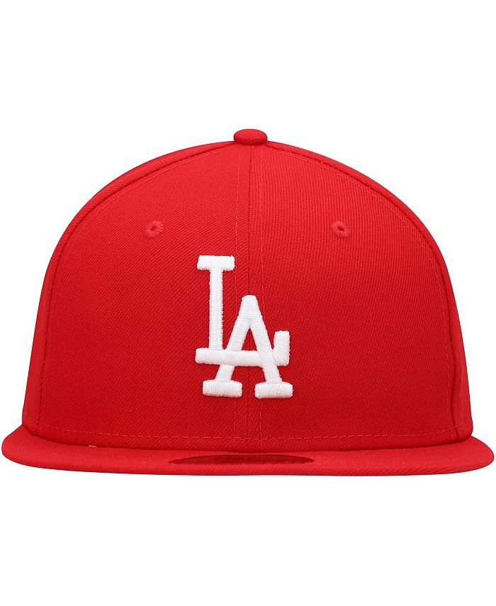 New Era Men's Red Los Angeles Dodgers Logo White 59FIFTY Fitted Hat ...