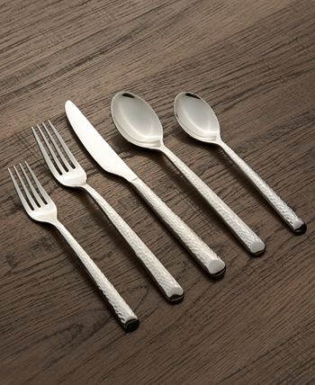 Cambridge Silversmiths Cambridge Elsa Mirror Hammered 20-Pc. Flatware ...