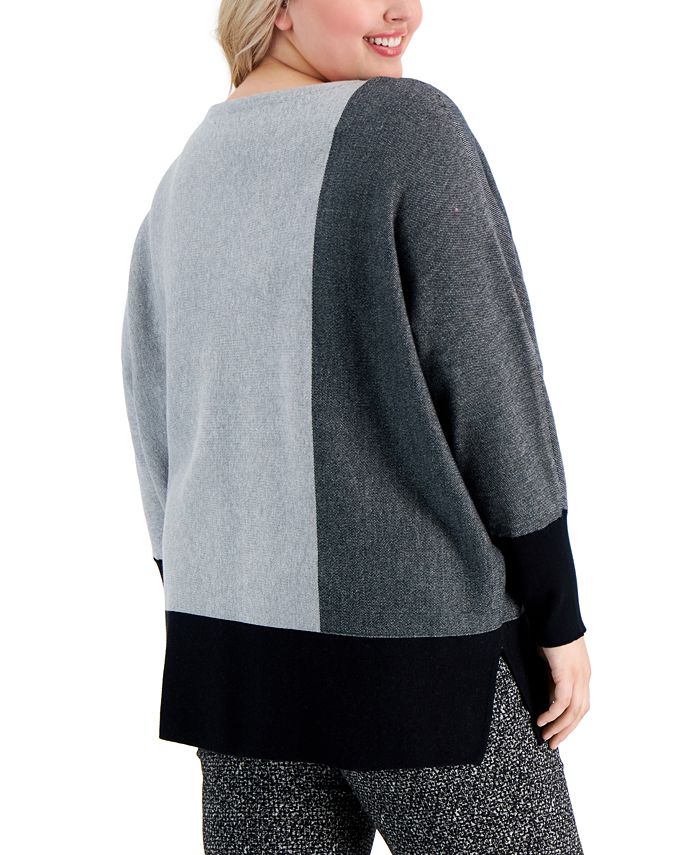 Alfani Plus Size Colorblock Dolman-Sleeve Sweater, Created for Macy's ...