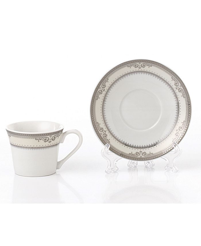 Lorren Home Trends Floral Espresso Set, 12 Piece - Macy's