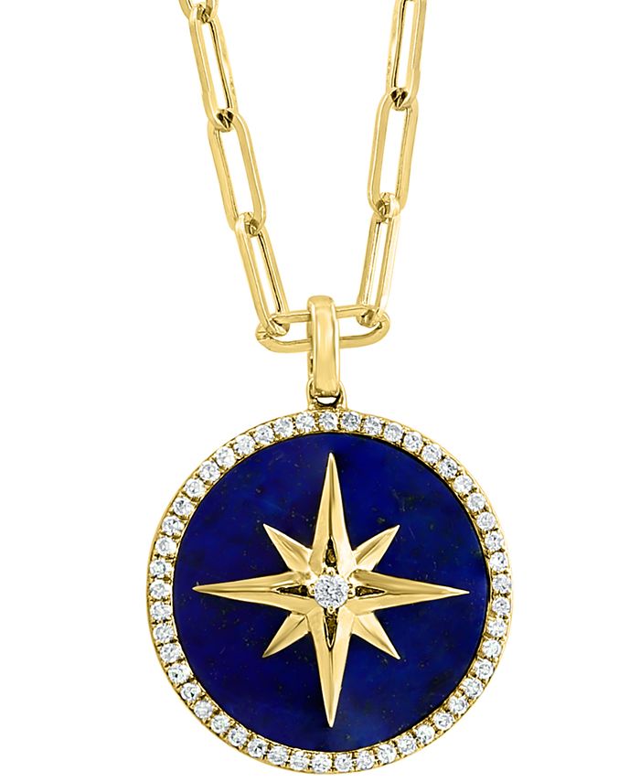 EFFY Collection EFFY Lapis Lazuli and Diamond (1/4 ct.t.w.) Pendant in ...