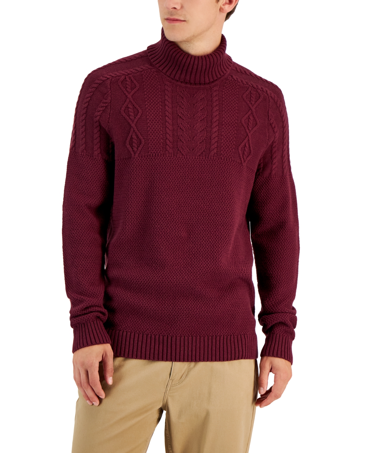 Click here for Club Room Mens Chunky Cable Knit Turtleneck Sweate... prices