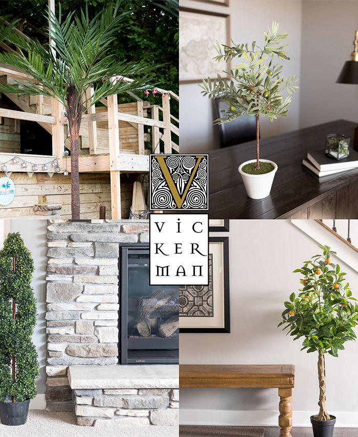 Vickerman 4' Artificial Mini Ficus Bush, Rattan Basket - Macy's