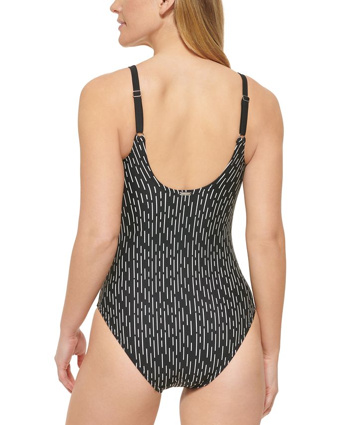 Calvin Klein Womens Twist Front Tummy Control One Piece Swimsuit