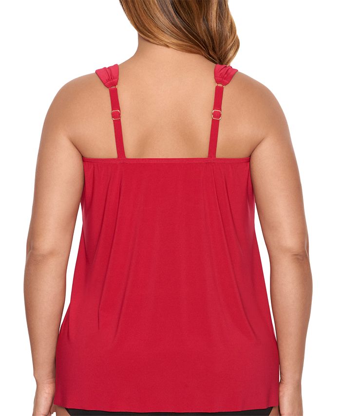 Miraclesuit Plus Size Razzle Dazzle Asymmetrical-Drape Tankini Top ...