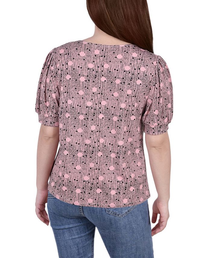 NY Collection Women's Missy Short Sleeve Balloon Sleeve Top & Reviews ...