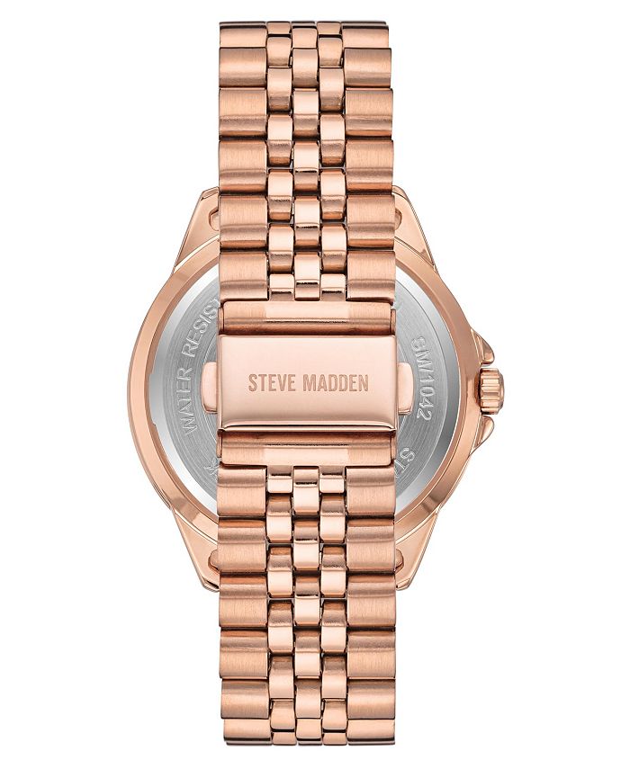 Steve Madden Men's Rose Gold-Tone Polished Metal Link Bracelet Watch ...