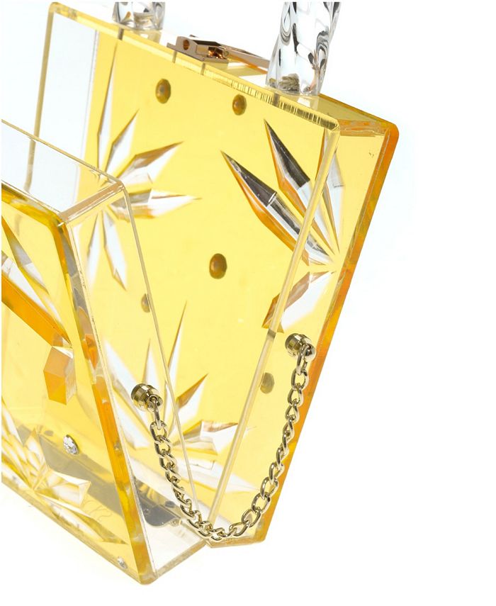 Milanblocks Women's Top Handle Amber Hock Cut to Clear Lucite Acrylic ...