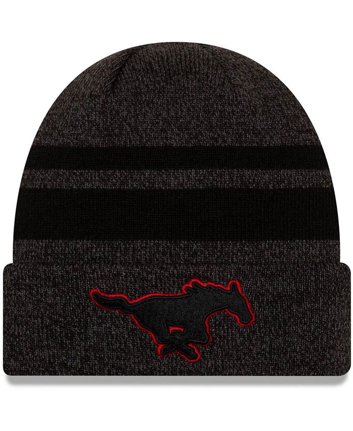 New Era Men's Black and Heathered Gray SMU Mustangs Static Flip Cuffed ...