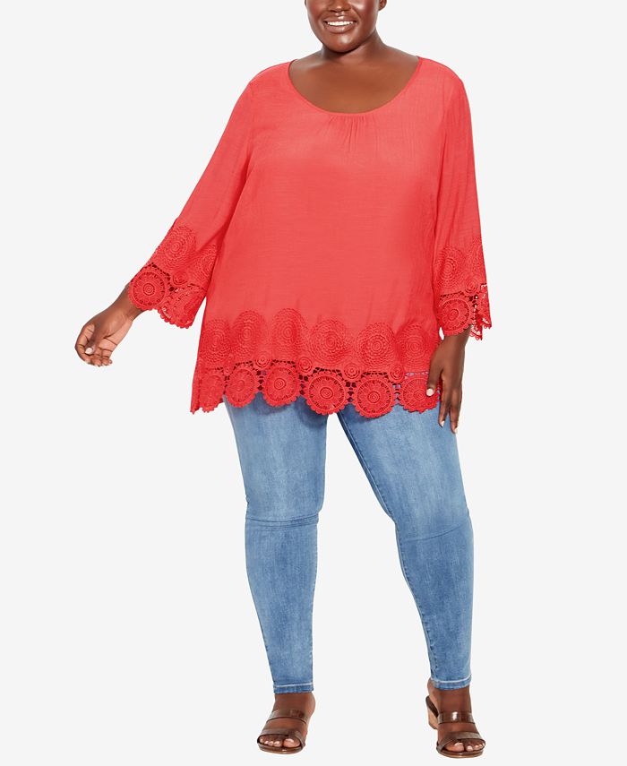 Avenue Plus Size Sylvie Crochet Top & Reviews - Tops - Plus Sizes - Macy's