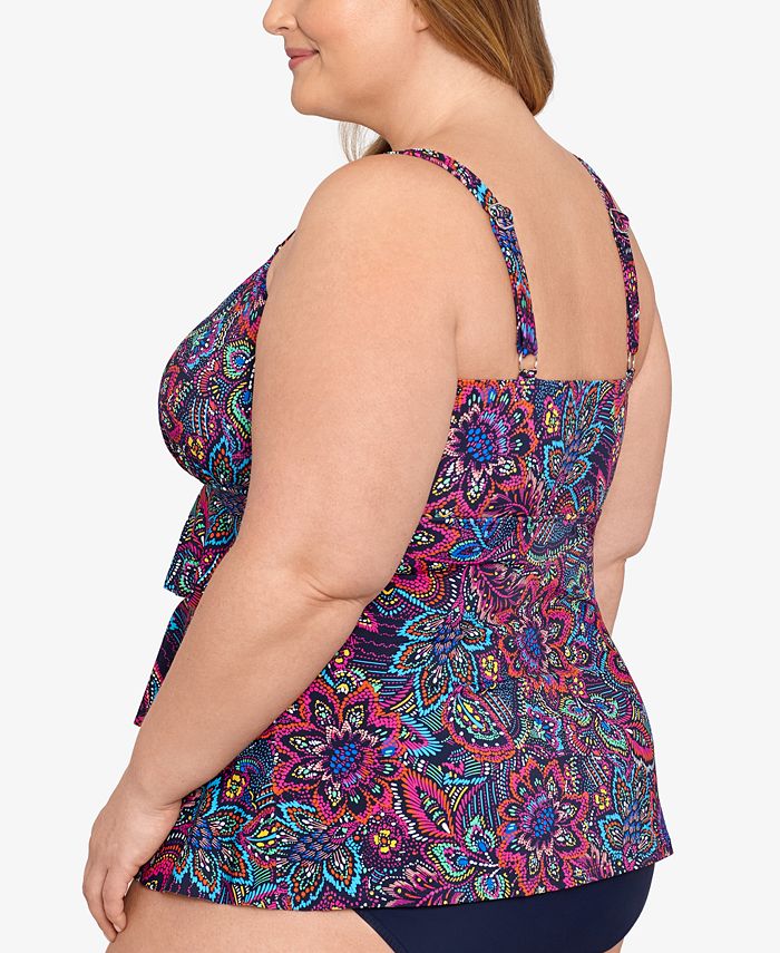 Swim Solutions Plus Size Tummy Control Tiered Fauxkini Created For
