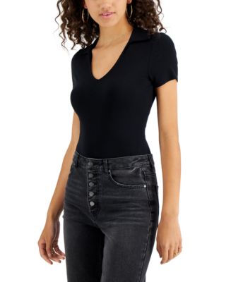 Self Esteem Juniors' Ribbed Collared Bodysuit - Macy's
