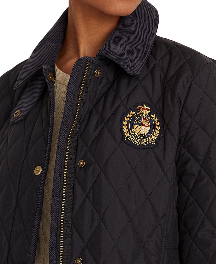 Lauren Ralph Lauren Women's Corduroy Collar Crest Quilted Coat ...