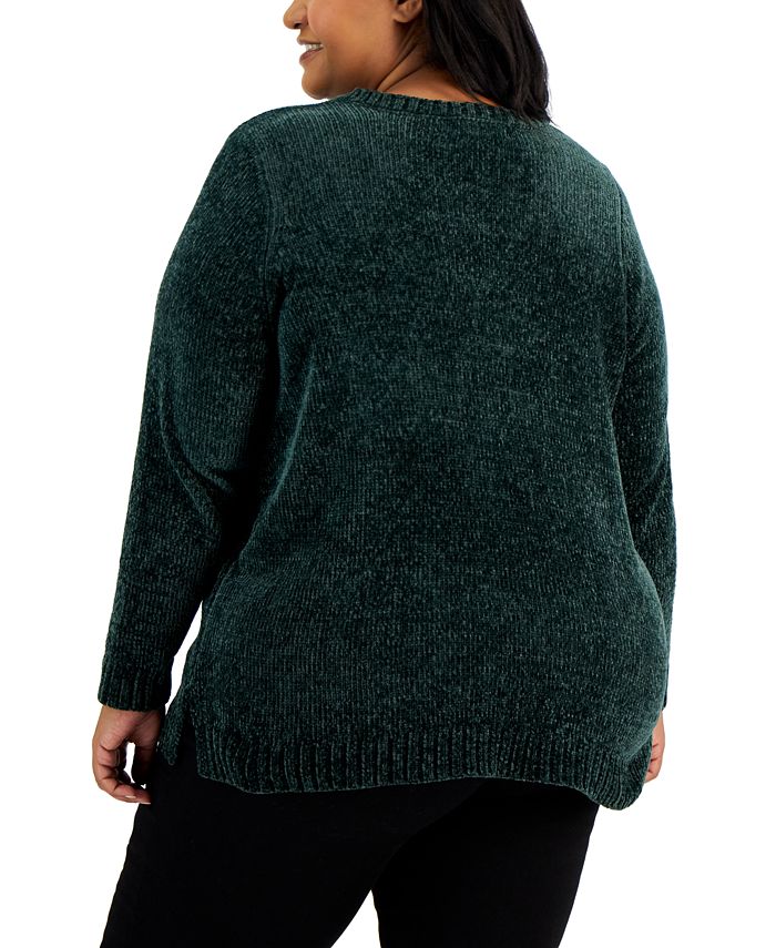 Karen Scott Plus Size Chenille V-Neck Sweater, Created for Macy's - Macy's